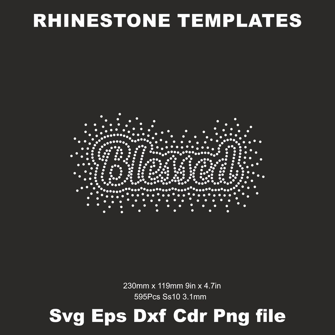 Blessed Rhinestone Template Ss10 for Cutting SVG - Blessed Iron on ...