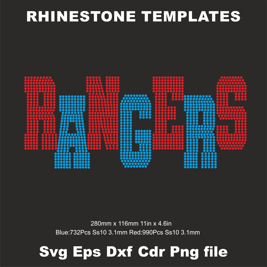 Rangers Rhinestone Template Ss10,svg Texas Rhinestone Template,cheer ...