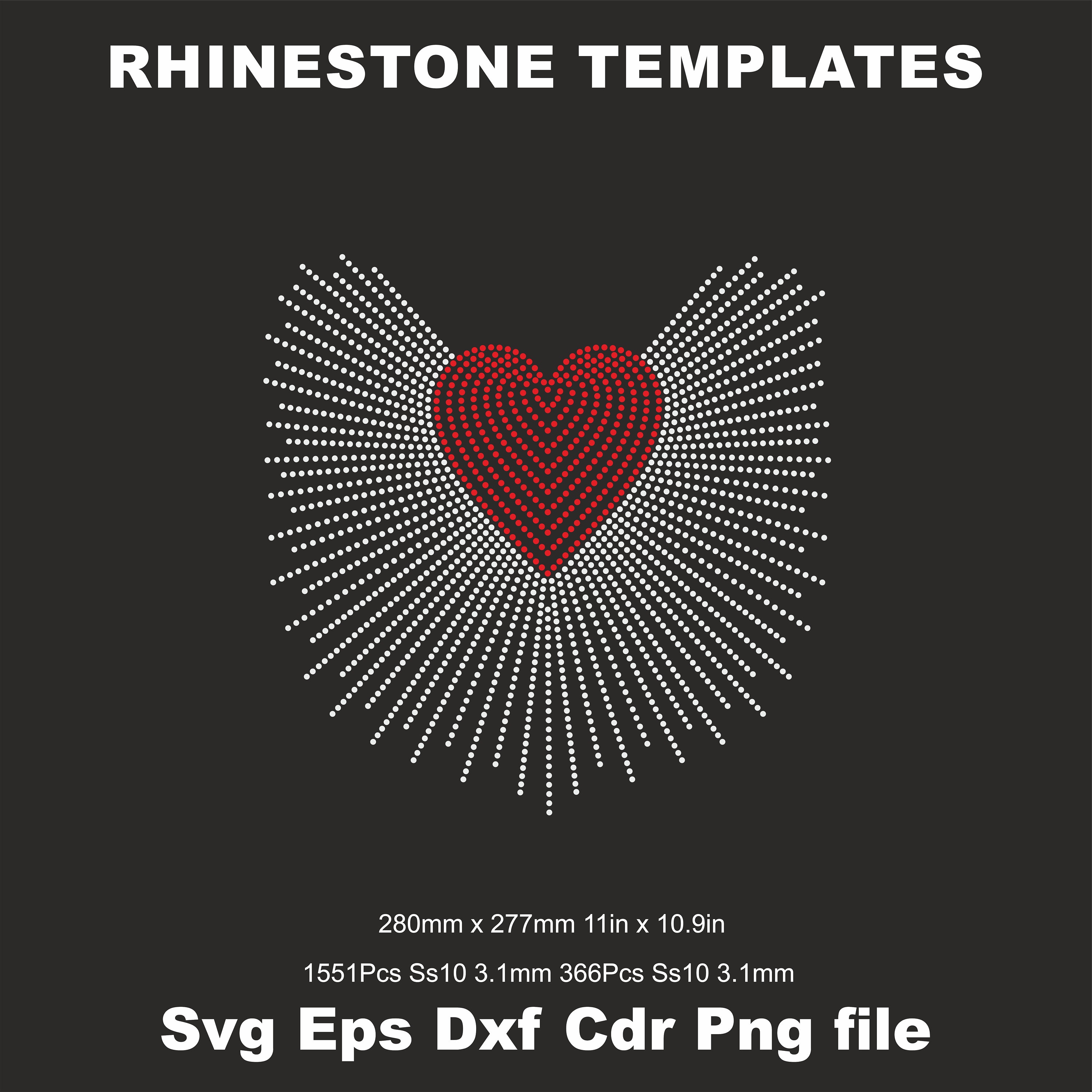 Rhinestone Heart Template Svgrhinestone Tshirt - Etsy