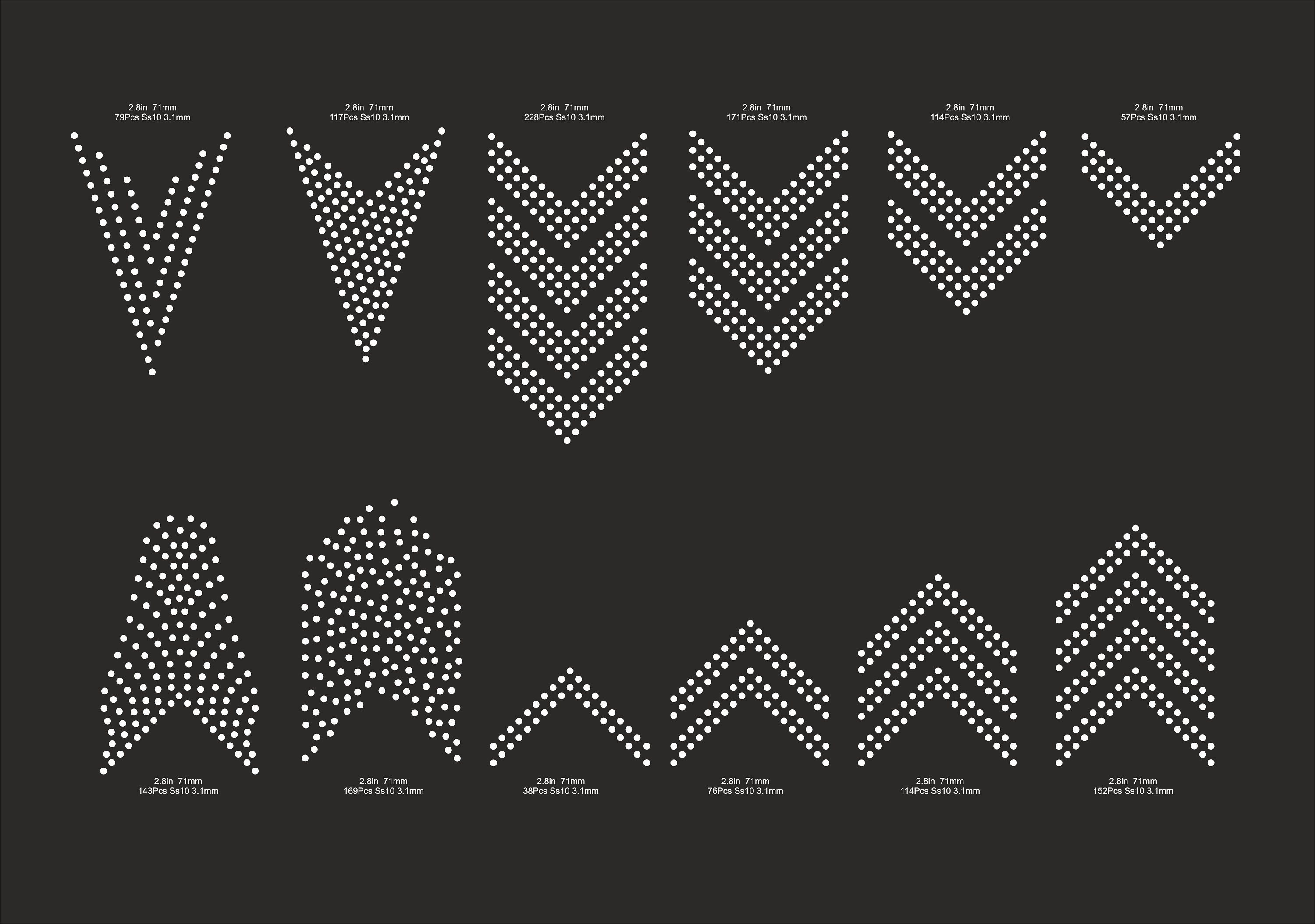 22 Cheer Bow Rhinestone Templates Ss10 and Ss6 Size - Etsy