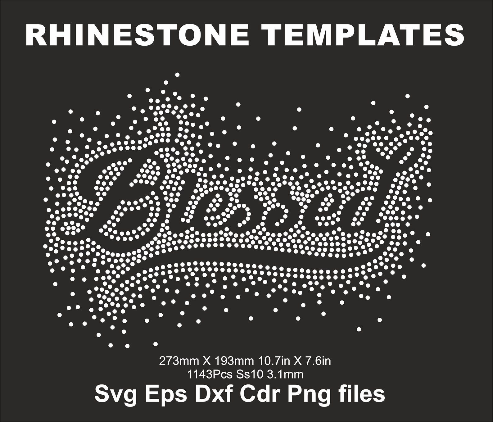 Blessed Rhinestone Template for Cutting SVG, Cut File,ss10 Rhinestone ...
