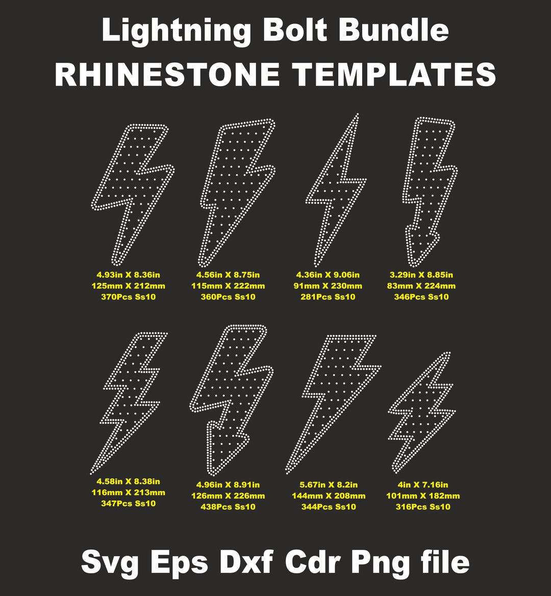 Rhinestone Lightning Bolt Bundle Template,lightning Rhinestone,ss10 ...