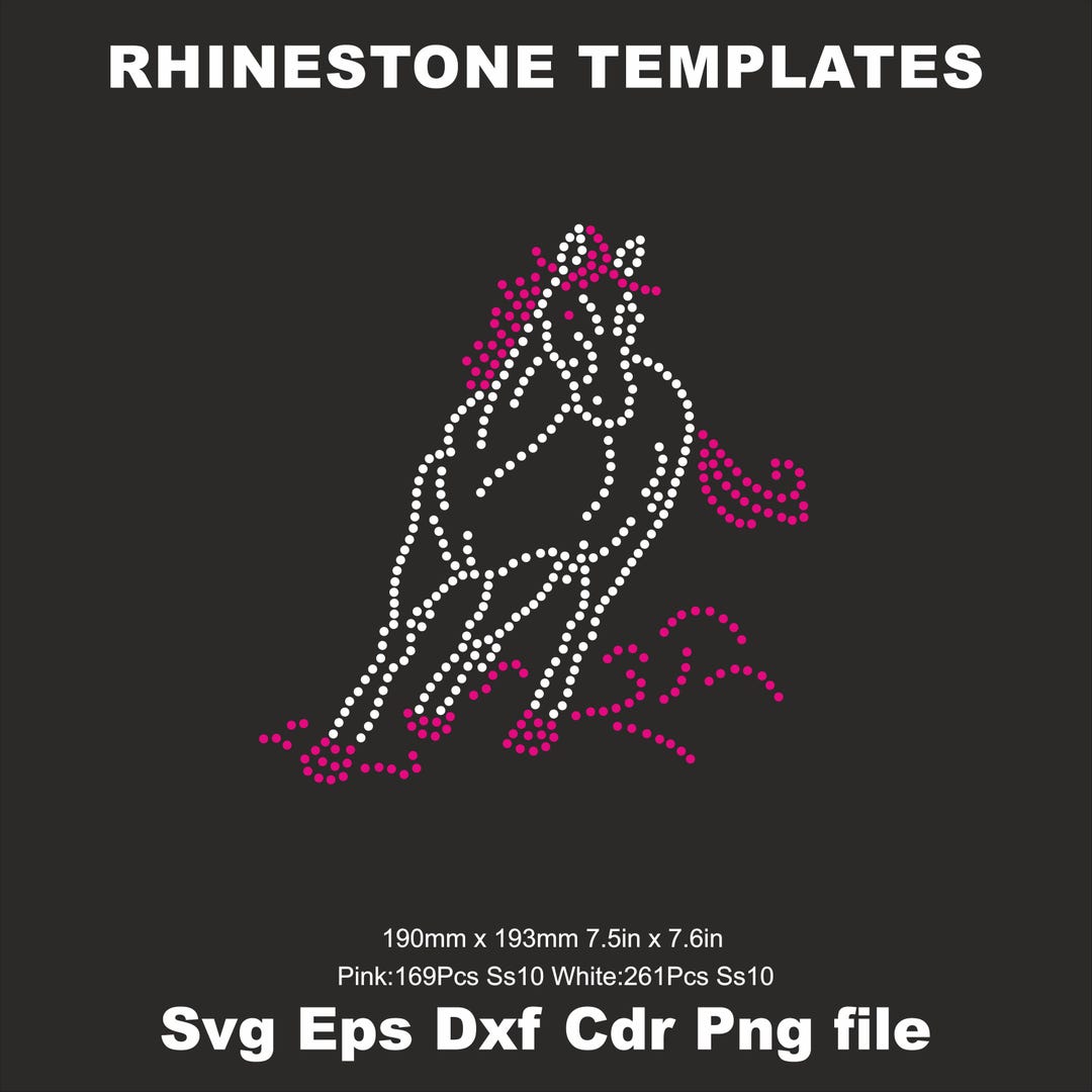 Rhinestone Horse Ss10 Template Svg Horned Horse, Blind Design Download ...