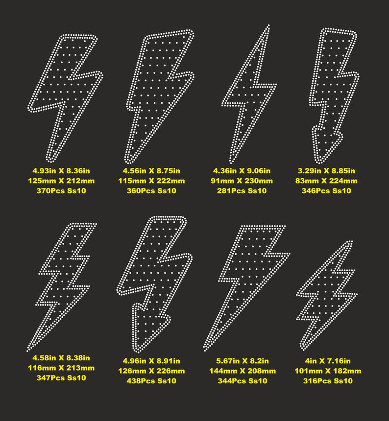 Rhinestone Lightning Bolt Bundle Template,lightning Rhinestone,ss10 ...