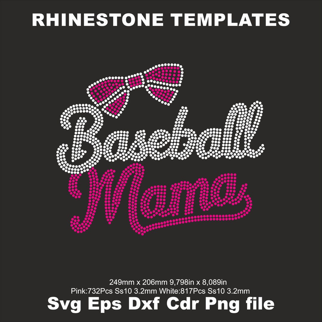 Baseball Mama Rhinestone Template SVG Ss10,baseball Mama Ribbon Svg ...