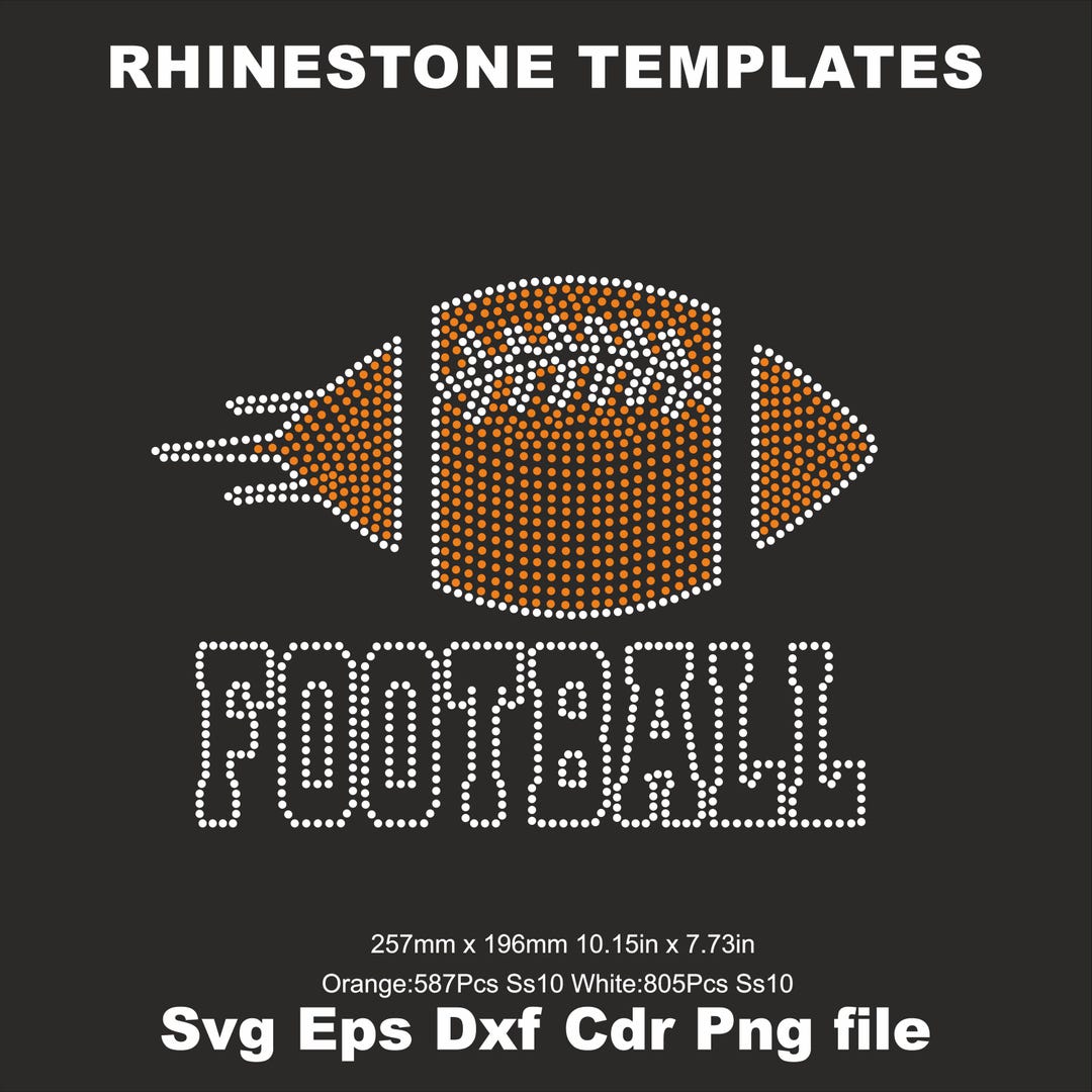 Football Rhinestone Template SVG Ss10,football Iron on Transfer Hot ...