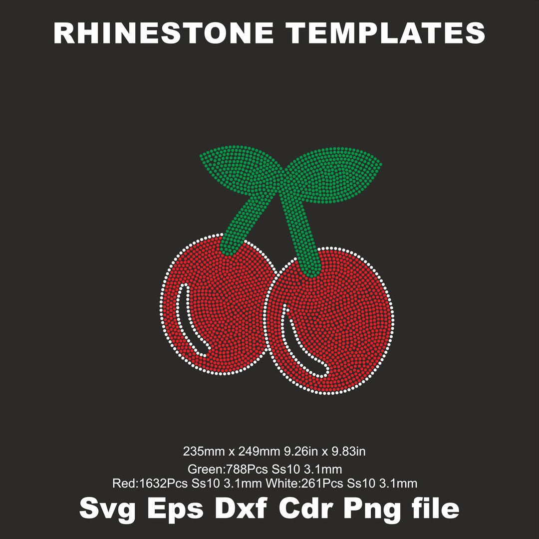 Rhinestone Cherry Scatters Template SVG Ss10 Cricut Cherry, Rhinestone ...