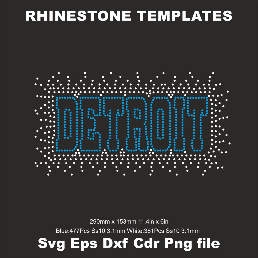 Detroit Rhinestone Template,svg Detroit Ss10 Rhinestone Template,cheer ...