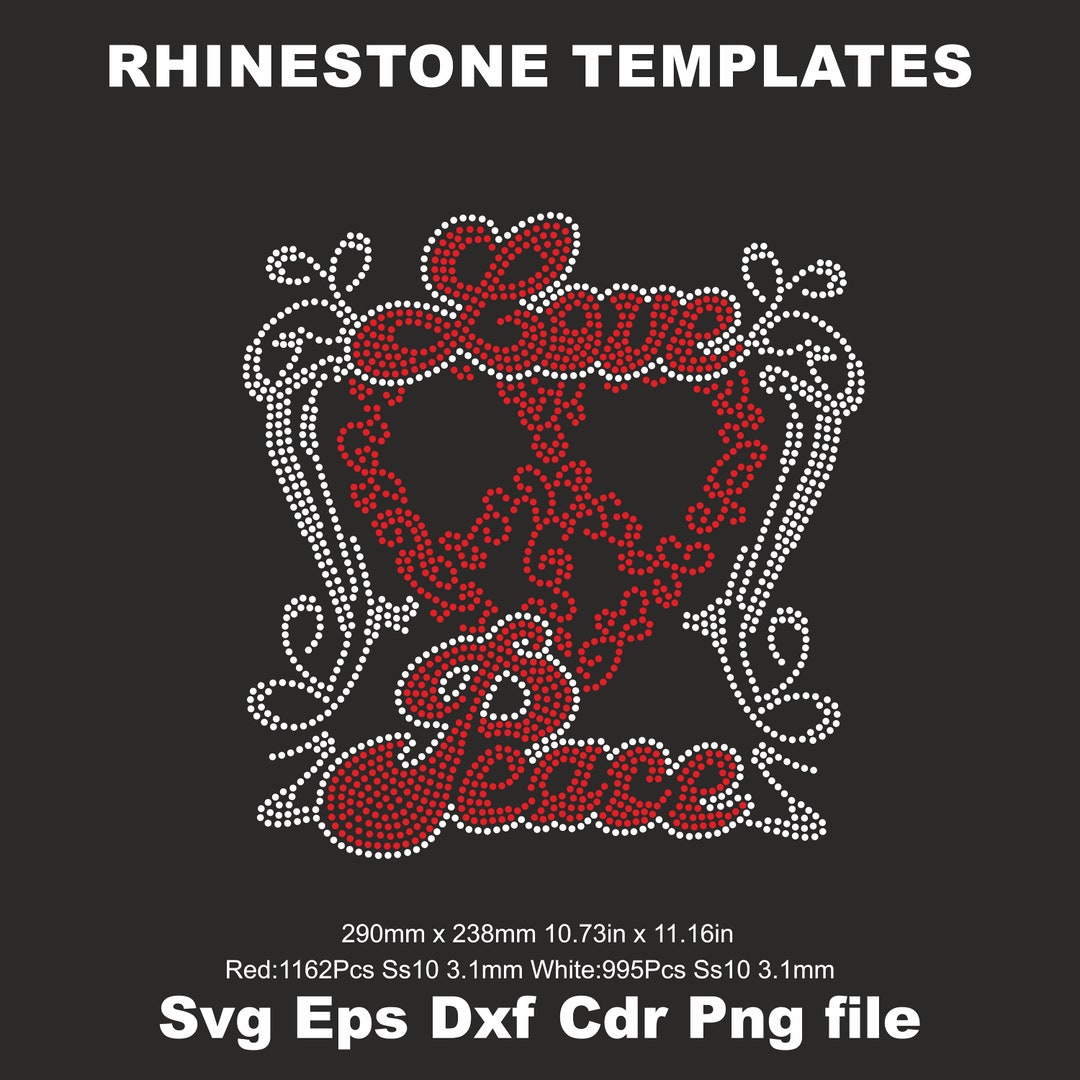 Rhinestone Love,rhinestone Peace, Rhinestone Valentine Day, Love SVG ...