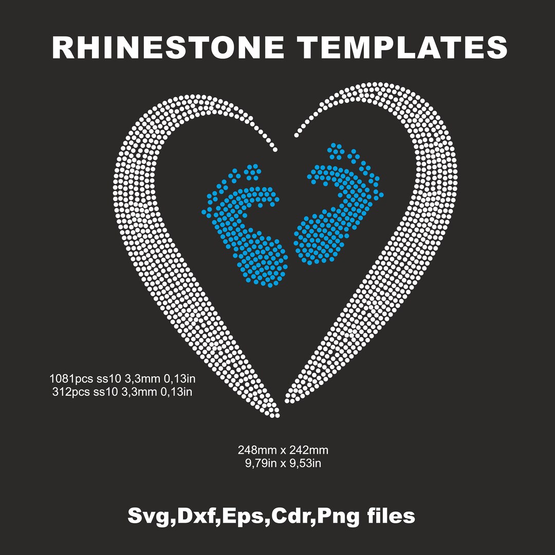 Baby Shirt Rhinestone SVG Ss10 Template - Rhinestone Baby Footprint Svg ...