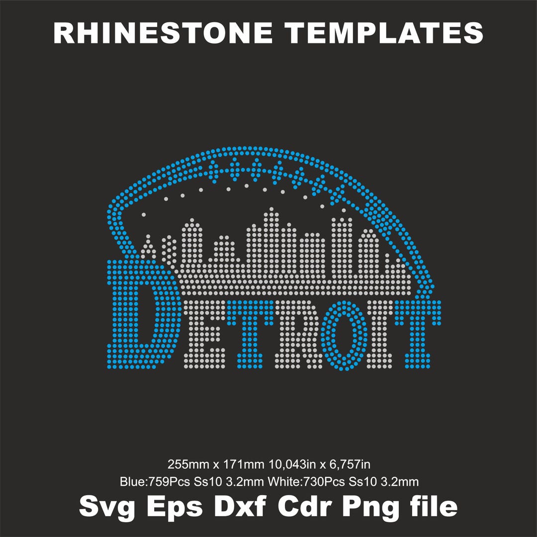 Detroit Football Rhinestone Template Svg -iron on Transfer Detroit City ...