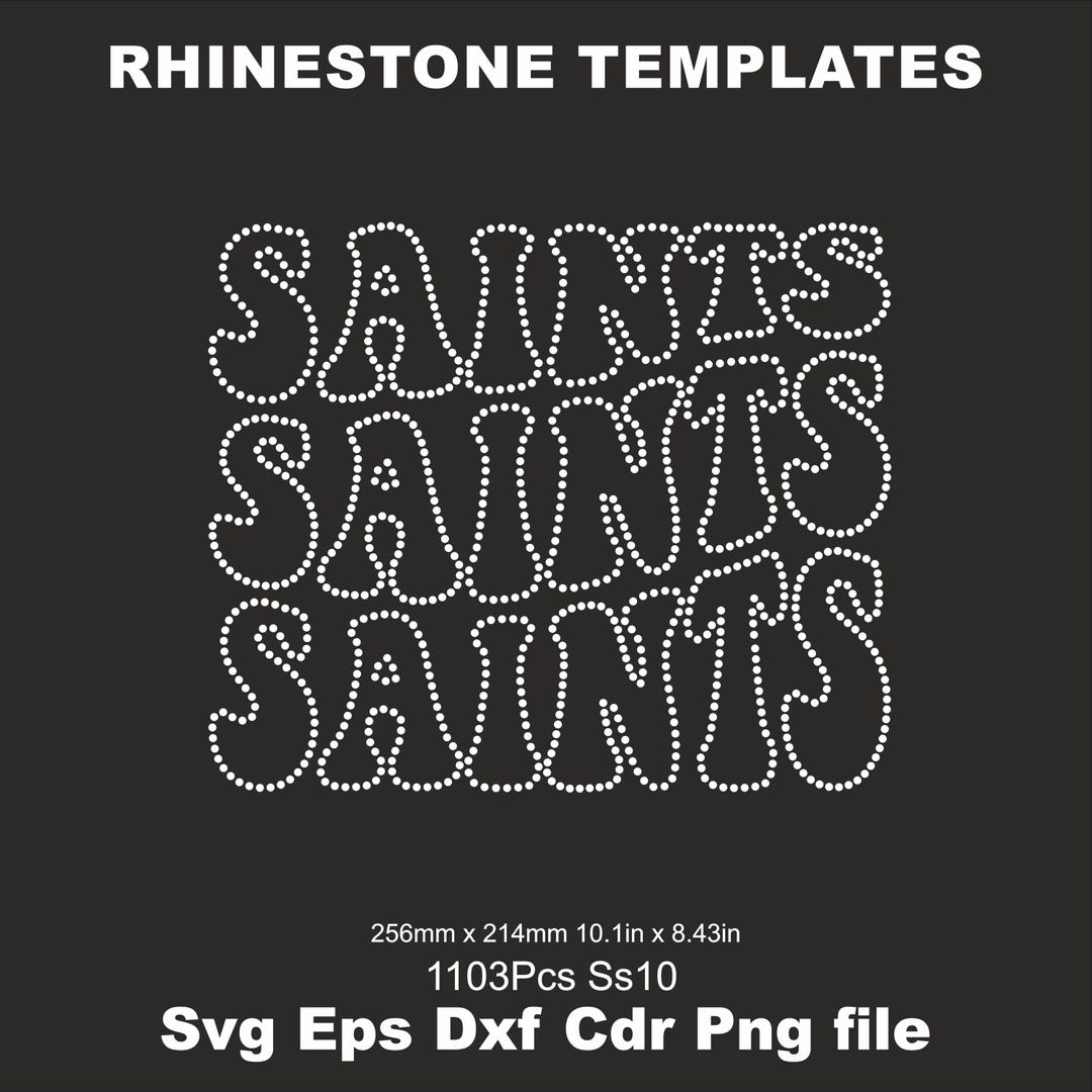 Saints Football Rhinestone Template Svg Cut File Saints Ss10 Rhinestone ...