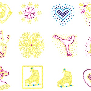 Ice Skating Svg Rhinestone Template 12pcs 3inx3in Girl,ice Skating ...