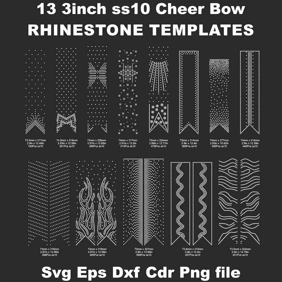 13 3inch Cheer Bow Template Rhinestone Svg Ss10, Rhinestones Cheer Bow ...