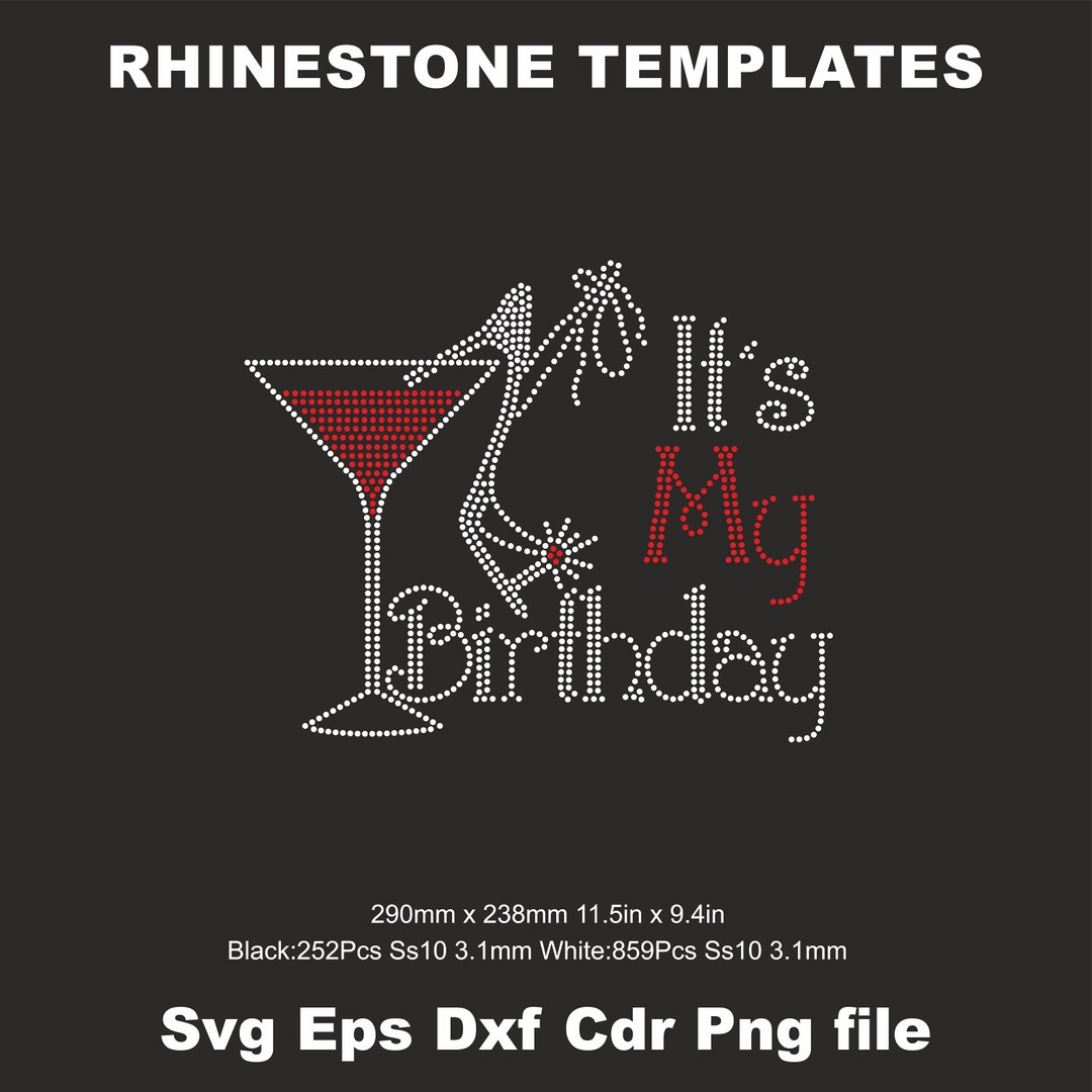 Birthday Rhinestone Template Ss10 Svg,iron on Transfer Rhinestone ...