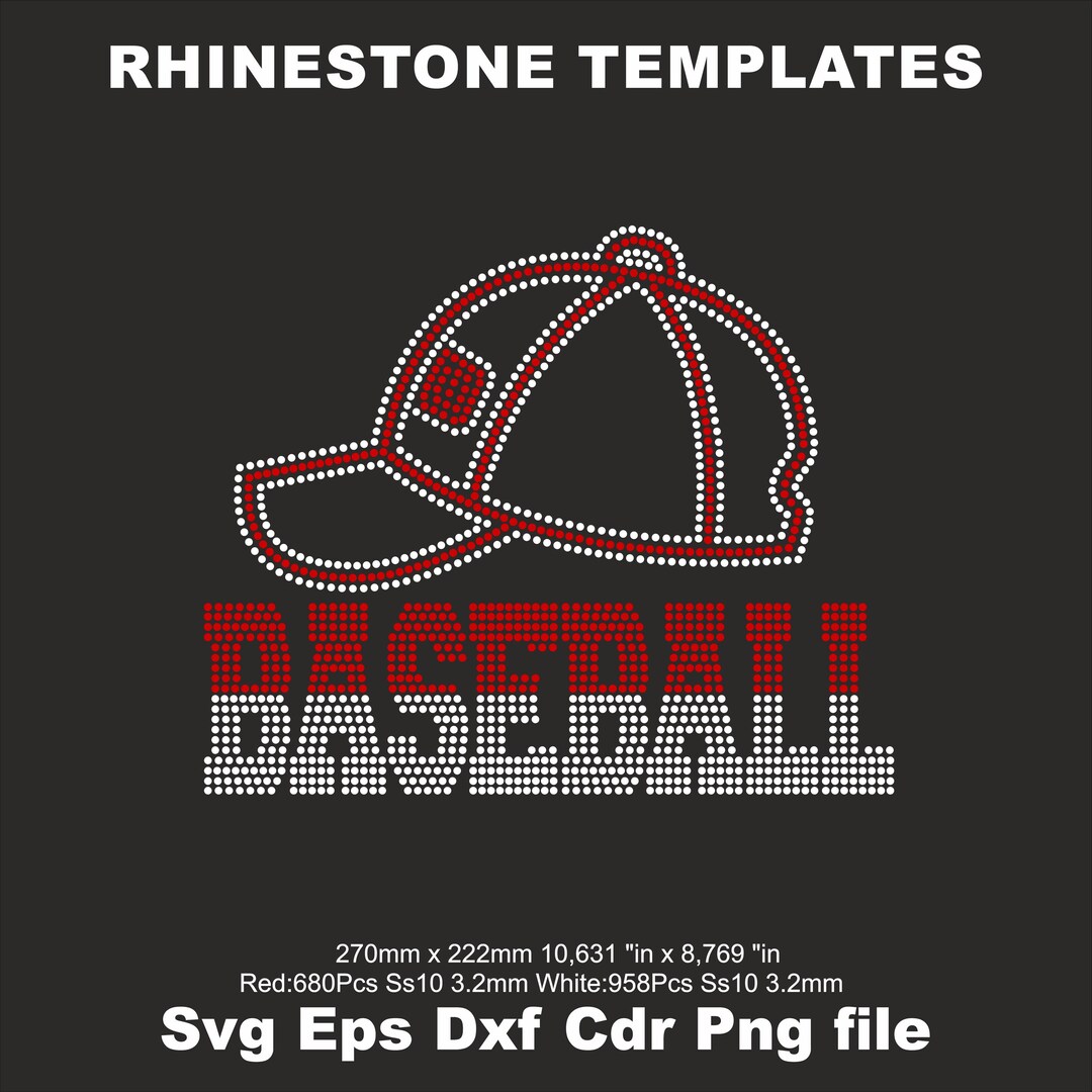 Baseball Cap Rhinestone Template SVG Ss10,baseball Cheer Svg, Baseball ...