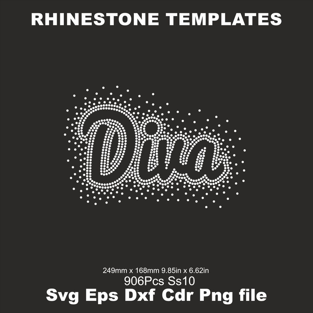 Rhinestone Diva Template Ss10, Scattered Diva Rhinestone Svg Ss10 ...