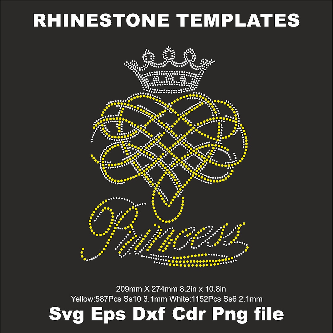 Rhinestone Princess Crown Template Ss10 Ss6-digital Download Rhinestone ...