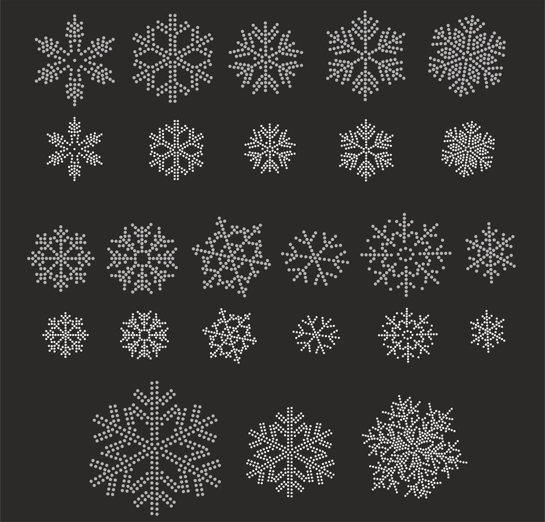 Rhinestone Templates 25pcs Snowflake Christmas Templates Bundle Ss6 ...