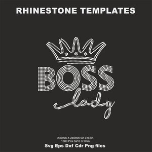 Boss Lady Rhinestone Template Ss10,crown Rhinestone Template,rhinestone ...