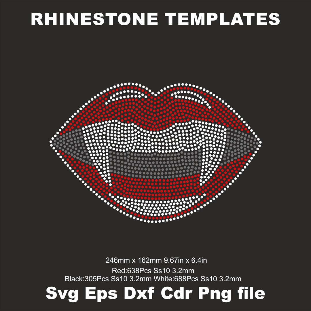 Vampire Lips Rhinestone Templates Svg SS10, Vampire Lips Iron on ...