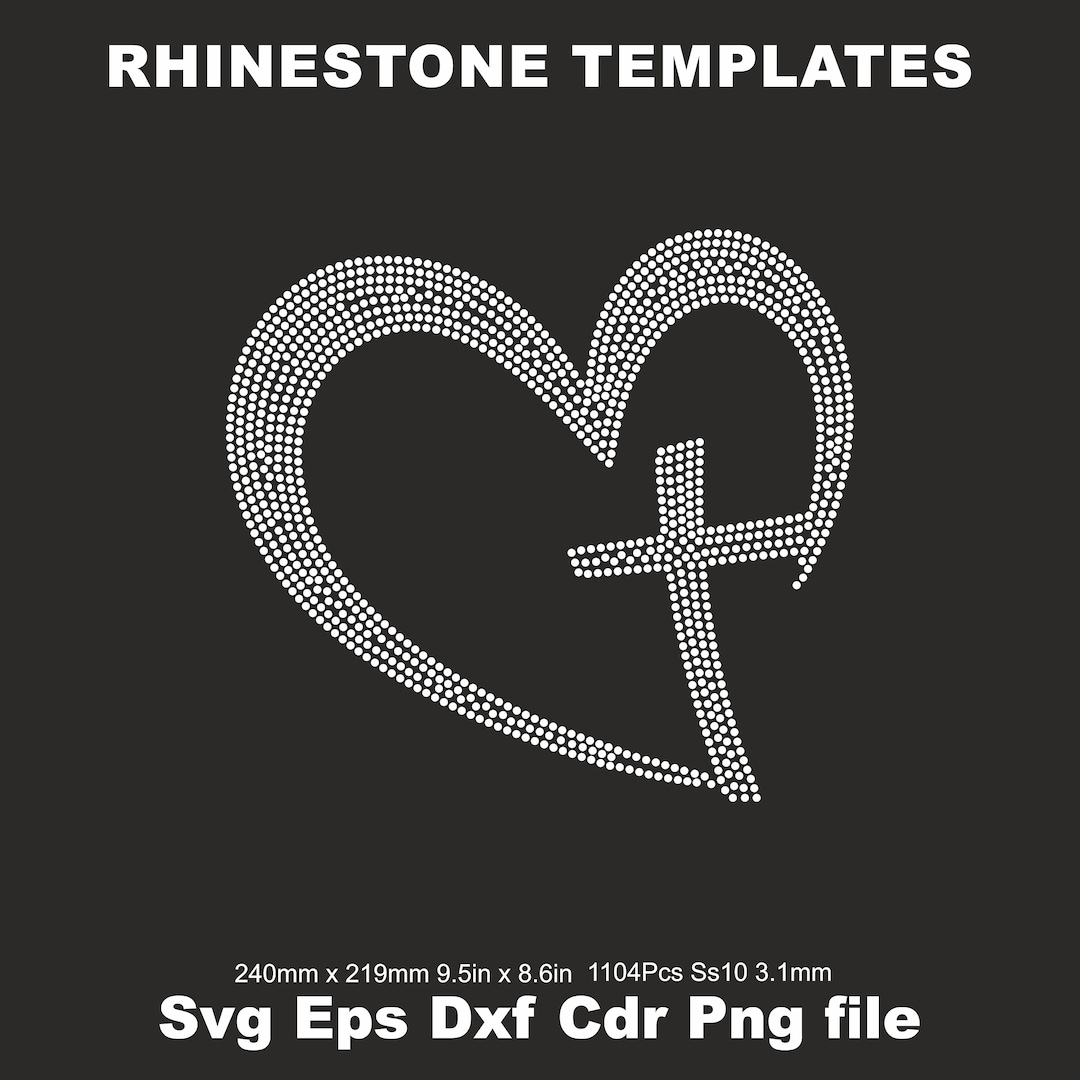 Cross Heart Rhinestone Template,faith Rhinestone Ss10 Blessed Cricut ...