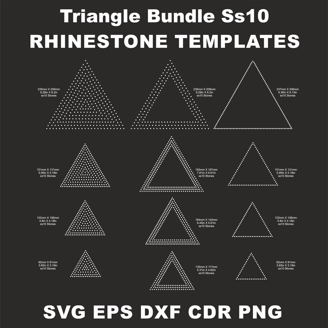 Rhinestone Triangle Bundle Template,triangle Rhinestone, Ss10,triangle ...