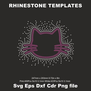 Rhinestone Cat Template SS10, Rhinestone Cat Bling Cricut S10 Design ...