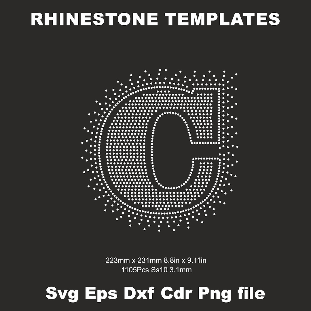 Rhinestone Letter C Template 9inch SS10 SVG Cut File ,alphabet C ...