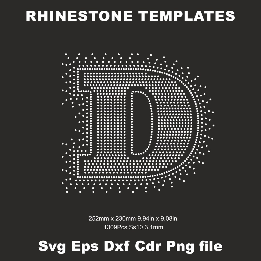 Rhinestone Letter D Template 9inch SS10 SVG Cut File ,alphabet D ...