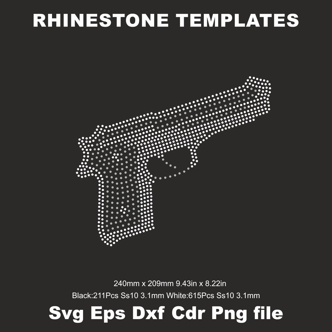 Pistol Rhinestone Template Ss10,gun Rhinestone Template,weapon ...