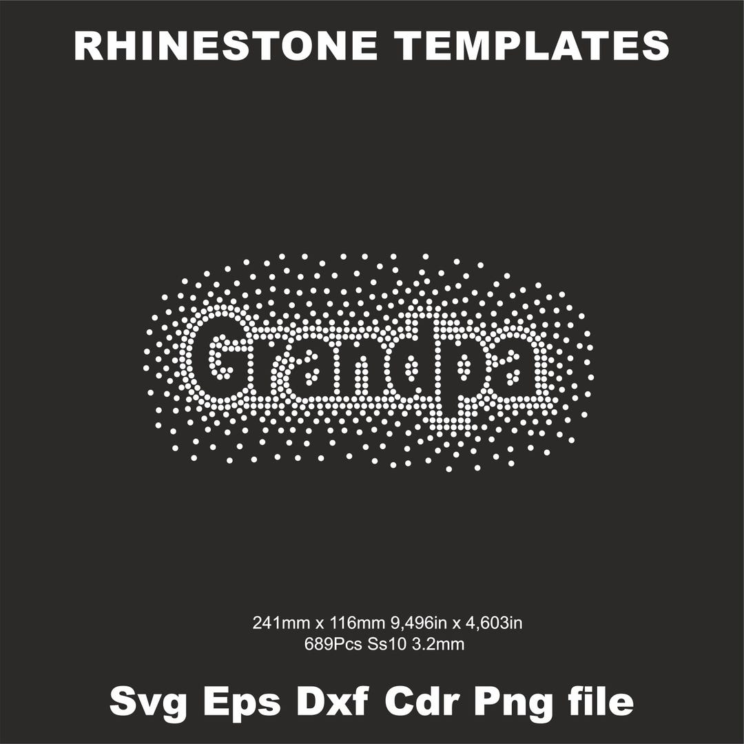 Grandpa Rhinestone Scattered Font Template Svg Ss10 -iron on Transfer ...