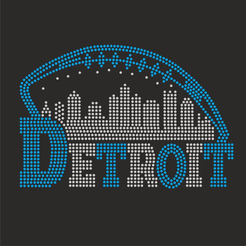 Detroit Football Rhinestone Template Svg -iron on Transfer Detroit City ...