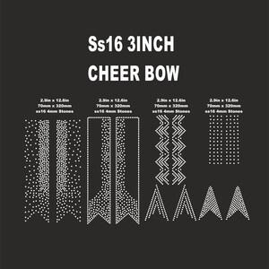 SS16 Cheer Bow Rhinestone Templates,3 Inch Size Rhinestones, V Tail, 3 ...