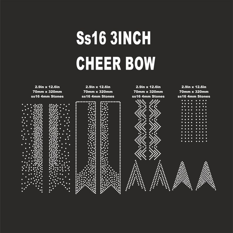 SS16 Cheer Bow Rhinestone Templates,3 Inch Size Rhinestones, V Tail, 3 ...