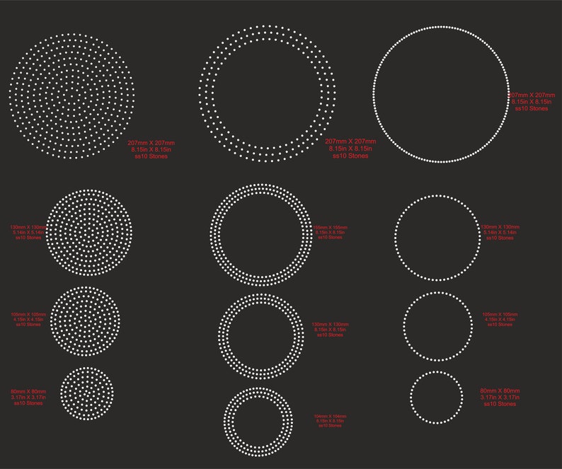 Rhinestone Circle Bundle Template,circle Rhinestone, Ss10, Circle Svg ...