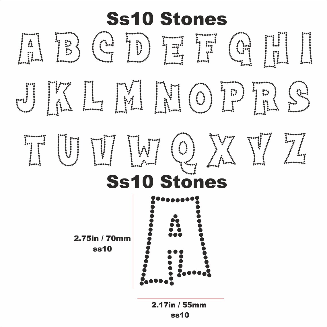 Rhinestone Alphabet Templates,letters Rhinestone Font,ss10 Rhinestone ...