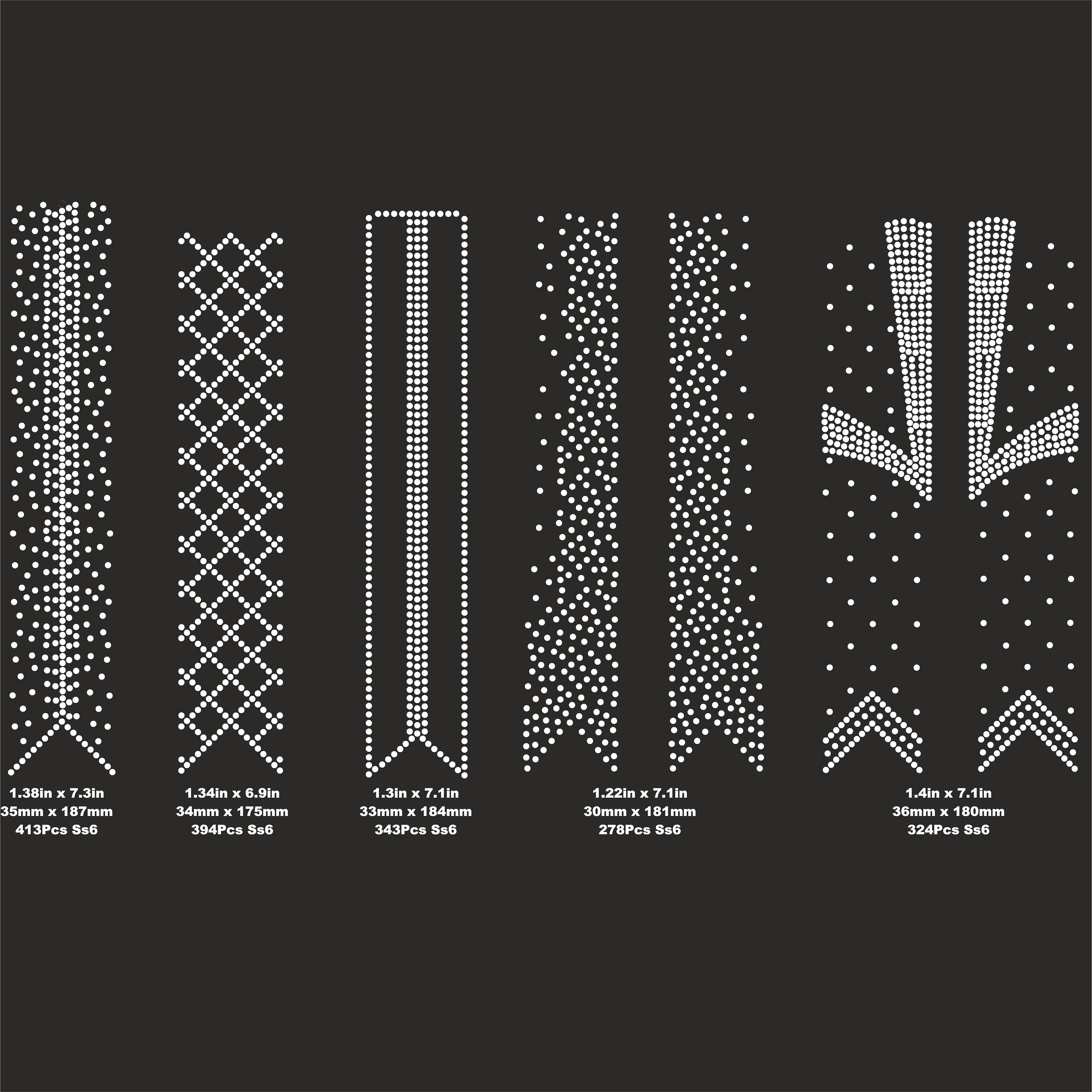 12 plantillas de pedrería para lazos de animadora de 3,8 cm (1,5 ...