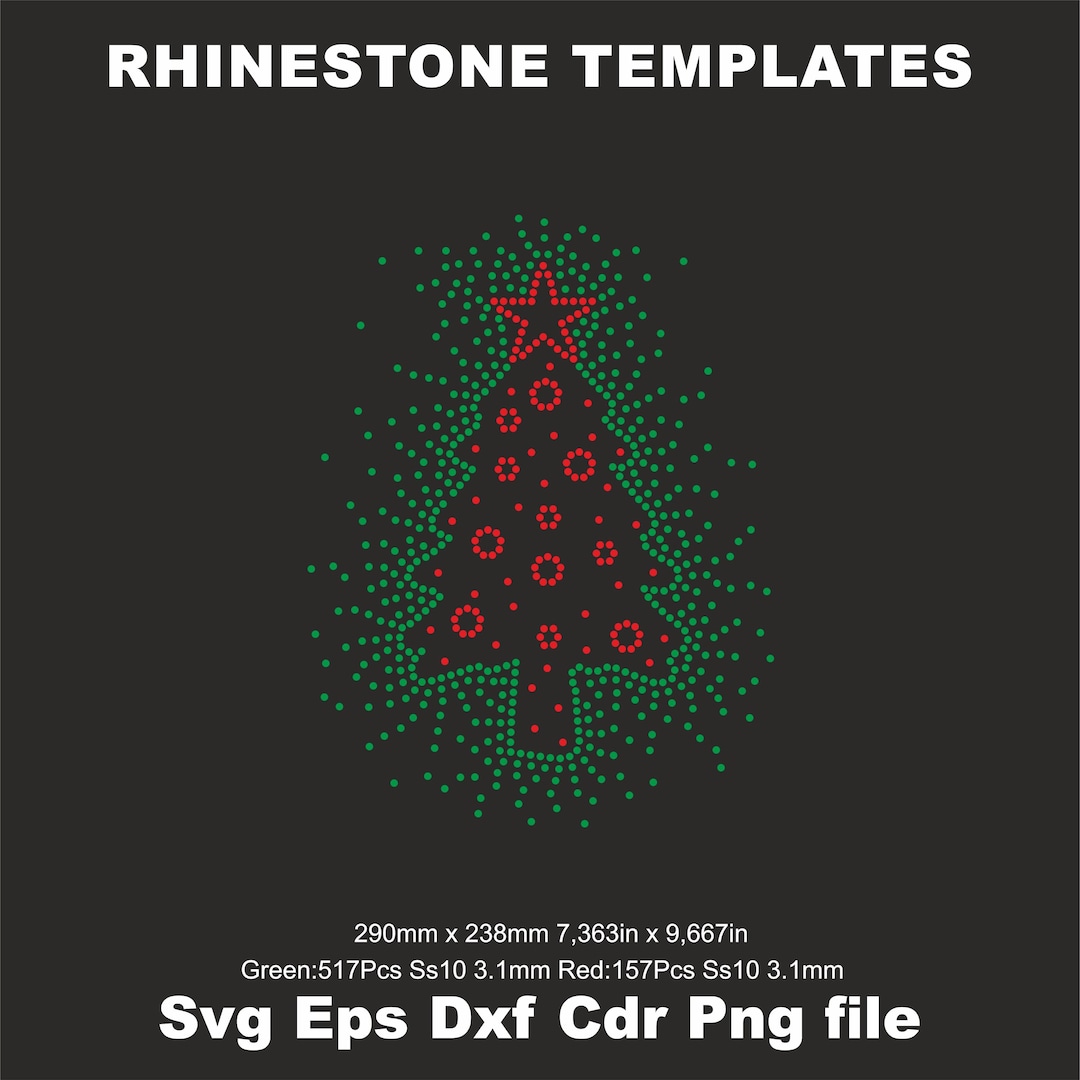 Christmas Tree Rhinestone SS10 Template SVG - Woman Shirts Iron on ...