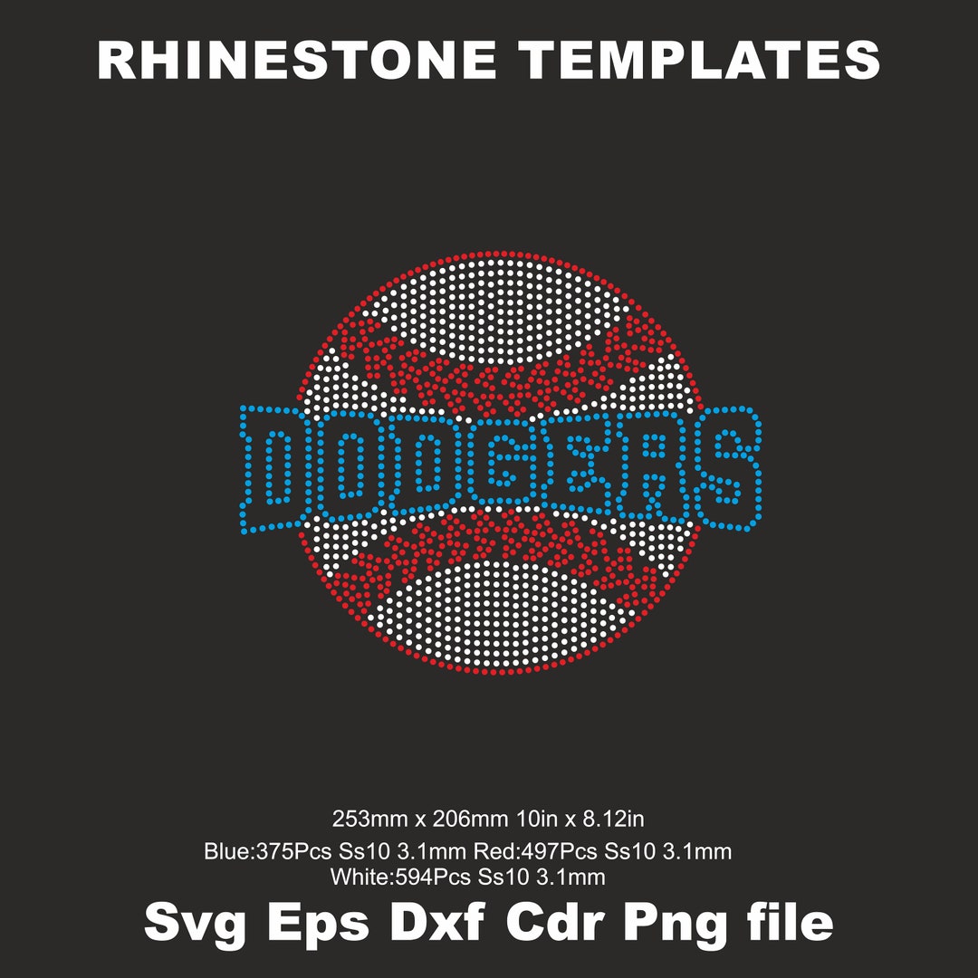 Dodgers Rhinestone Template,svg La Ss10 Rhinestone Template,cheer ...