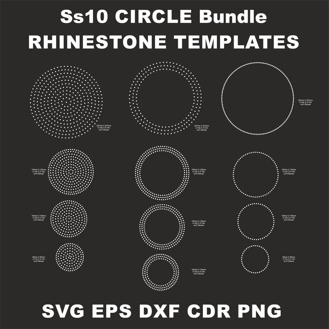 Rhinestone Circle Bundle Template,circle Rhinestone, Ss10, Circle Svg ...