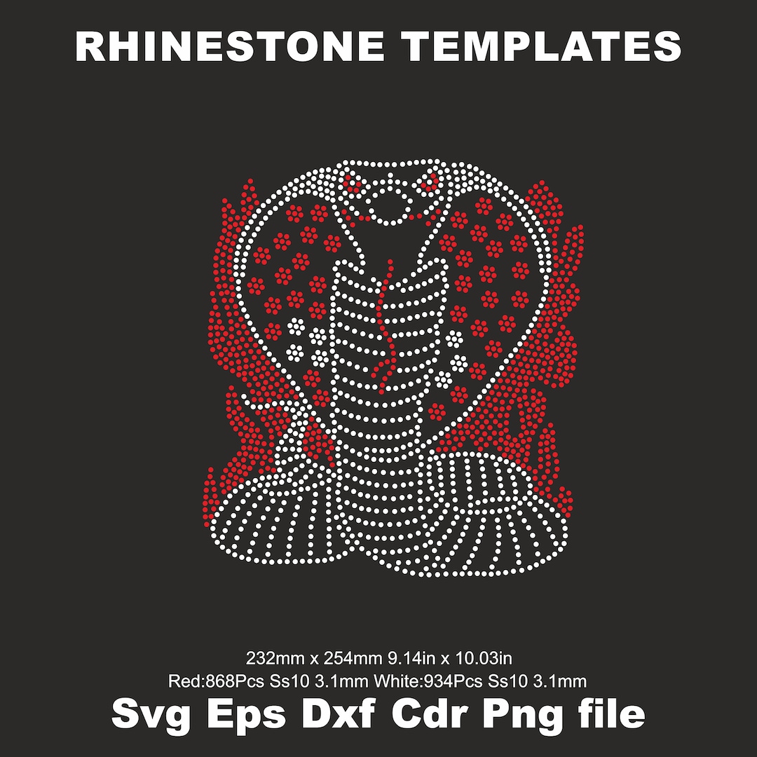 Snake Rhinestone Ss10 Template SVG, Cobra Rhinestone Svg, Snake Shirts ...