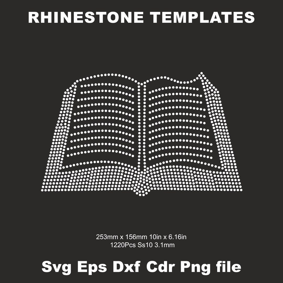 Book Rhinestone Templates Design SVG SS10 ,notebook Rhinestone, Book ...