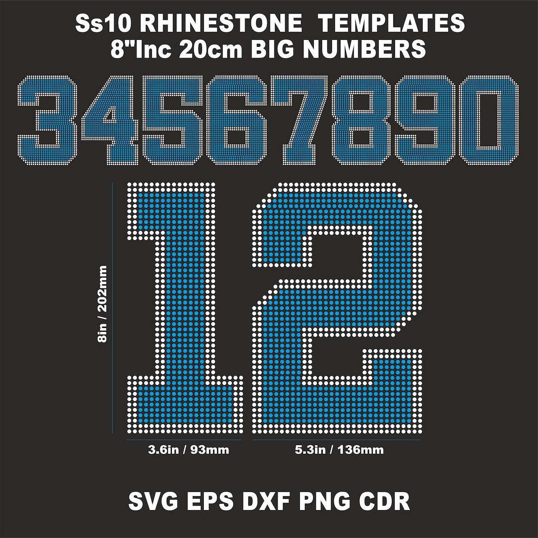 Number Rhinestone Templates 8inch Sport Big ,college Number,cheer ...