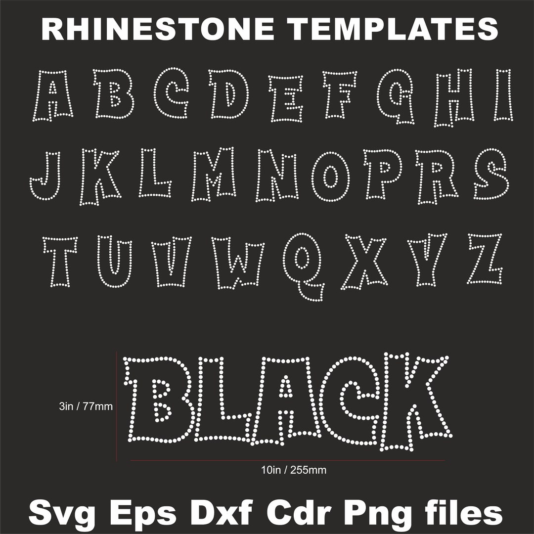Rhinestone Alphabet Templates,letters Rhinestone Font,ss10 Rhinestone ...