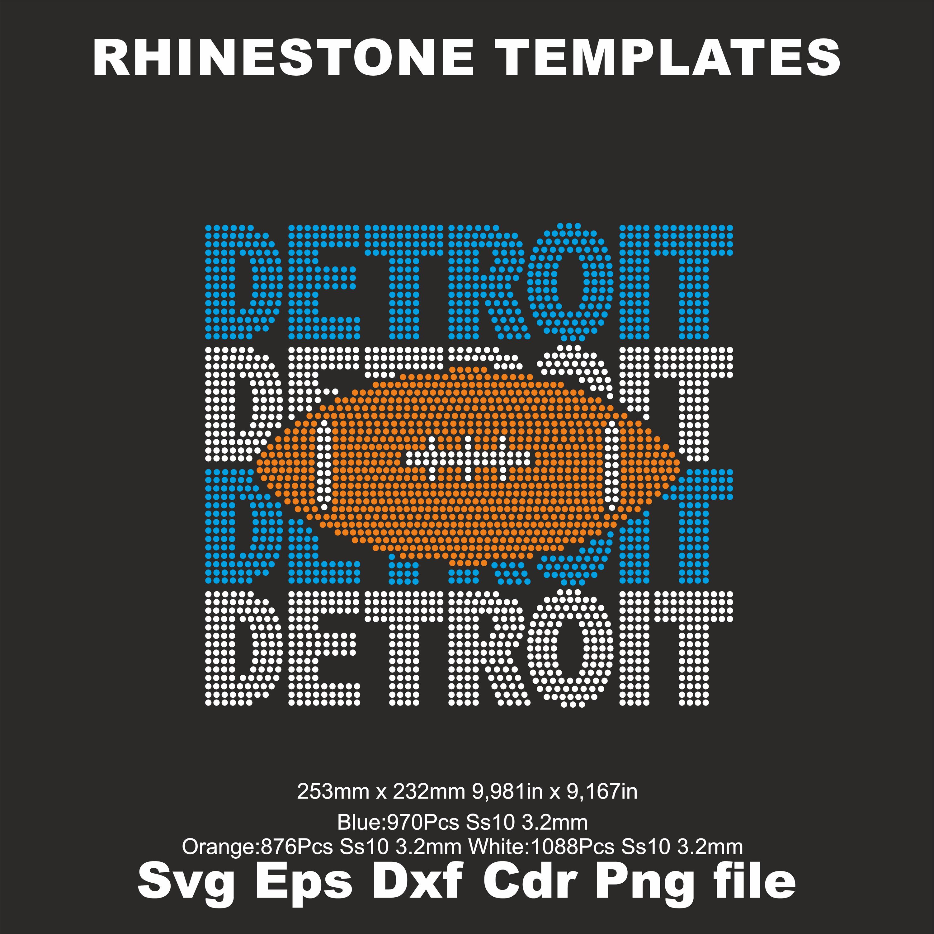 Detroit Football Rhinestone Template Svg - Iron on Transfer Detroit ...