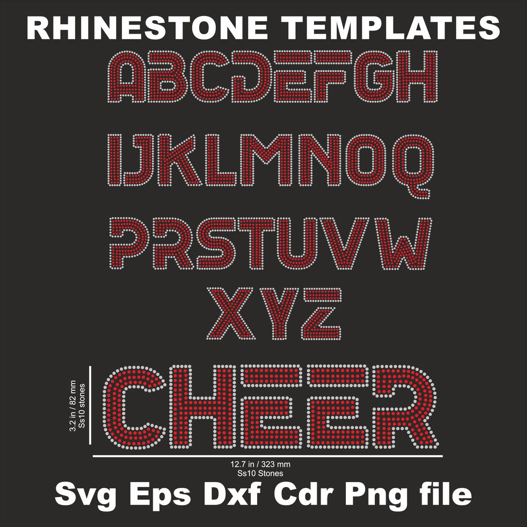 Cheer Font Rhinestone Template Ss10 Svg,rhinestone,letters Rhinestone ...