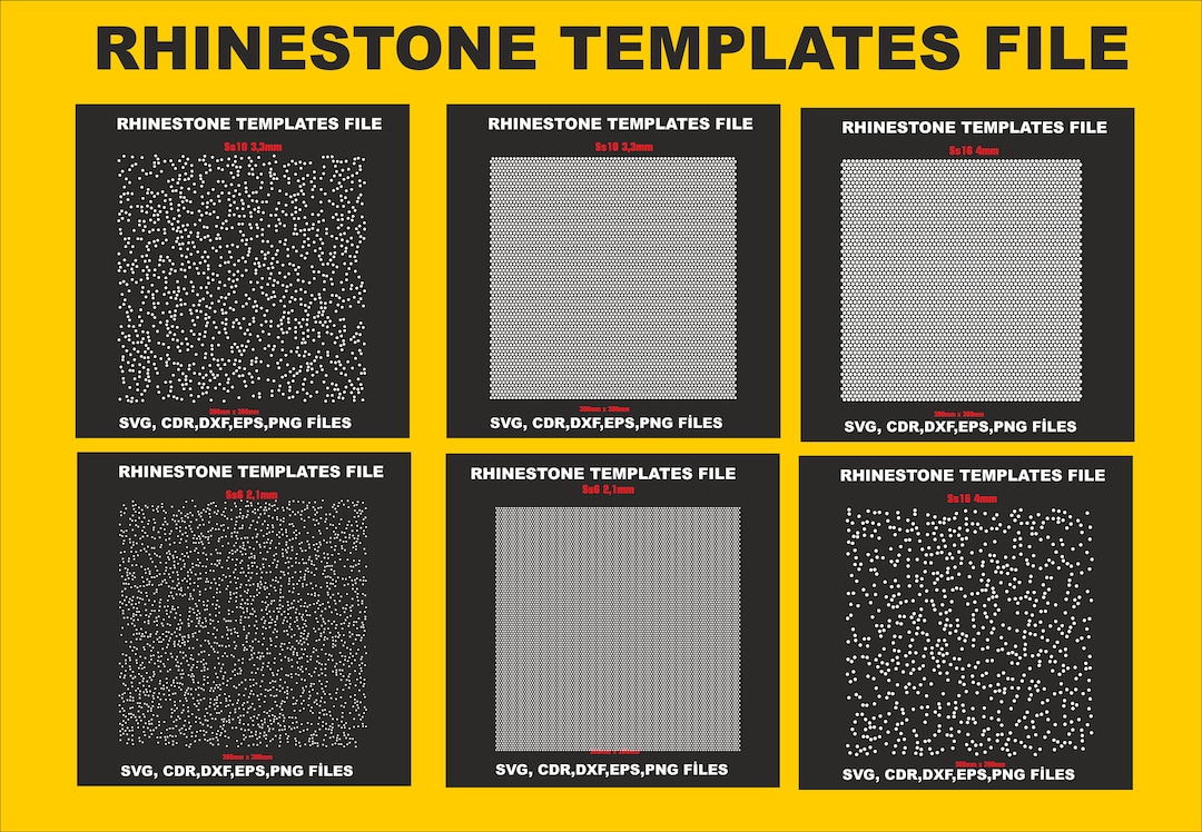 Rhinestone Sheet 3 Set Random Templates 30cm 12x12,ss6, Ss10, Ss16 ...