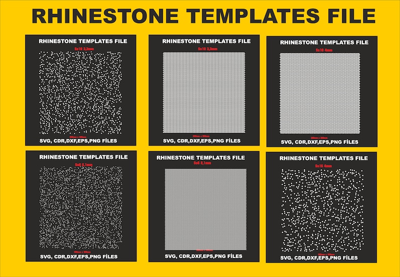 Rhinestone Sheet 3 Set Random Templates 30cm 12x12,ss6, Ss10, Ss16 ...