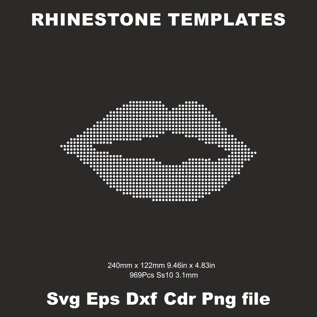 Lips Rhinestone Template SVG: Kiss Bling Shirt Design (digital Download ...